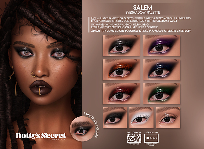Second Life Marketplace - Dotty's Secret - Salem - Eyeshadow Palette ...